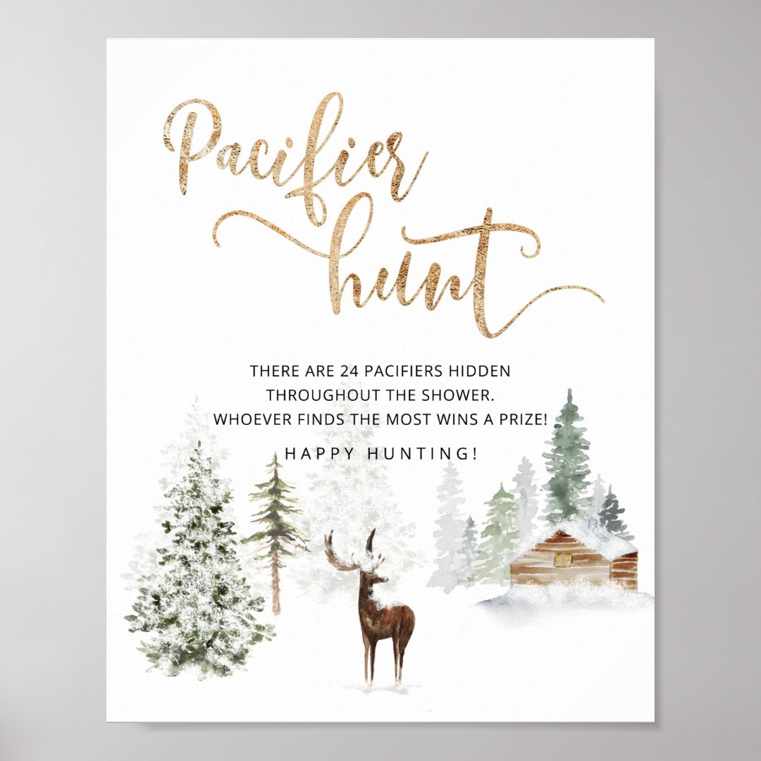 Winter woodland forest deer Pacifier hunt game Poster | Zazzle
