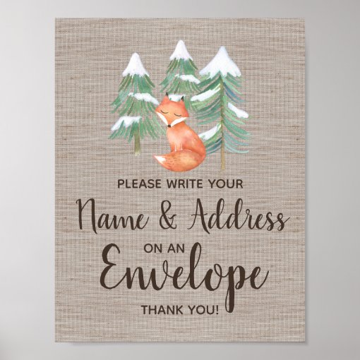 Winter Woodland Fox Address An Envelope Sign | Zazzle