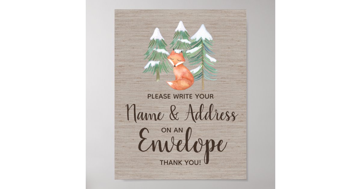Winter Woodland Fox Address An Envelope Sign | Zazzle