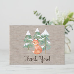 Winter Woodland Fox Thank You Card | Zazzle