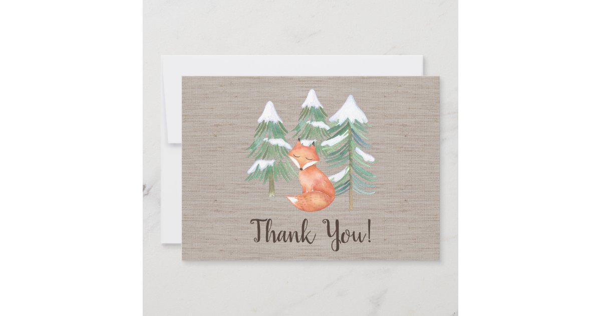 Winter Woodland Fox Thank You Card | Zazzle