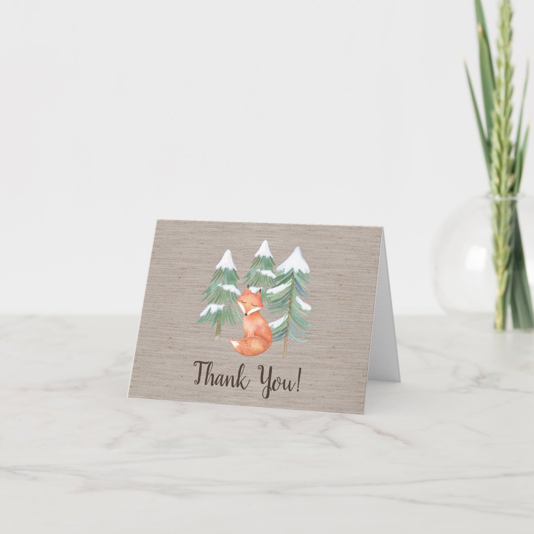 Winter Woodland Fox Thank You Card | Zazzle