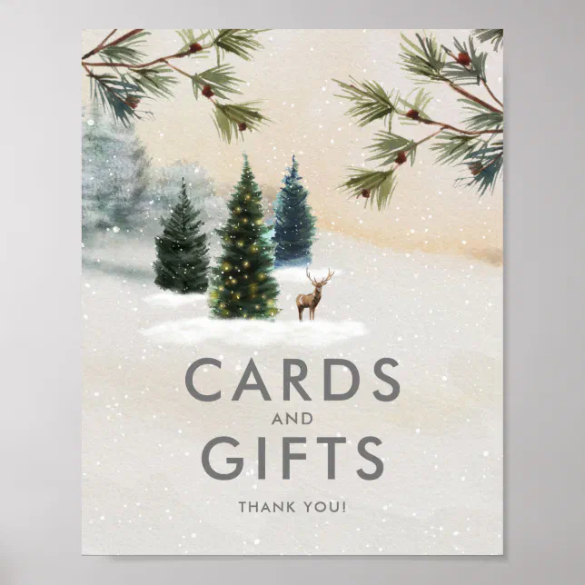 Winter Woodland Party Cards and Gifts Poster Sign | Zazzle
