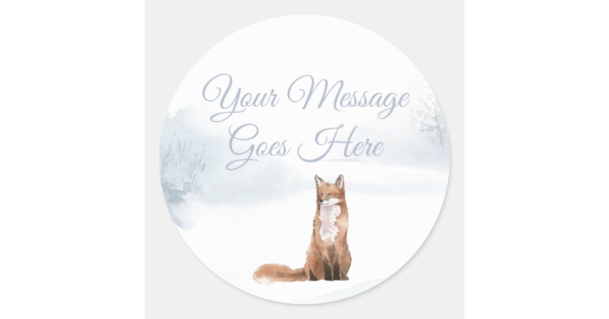 Winter Woodland Scene Fox Classic Round Sticker | Zazzle