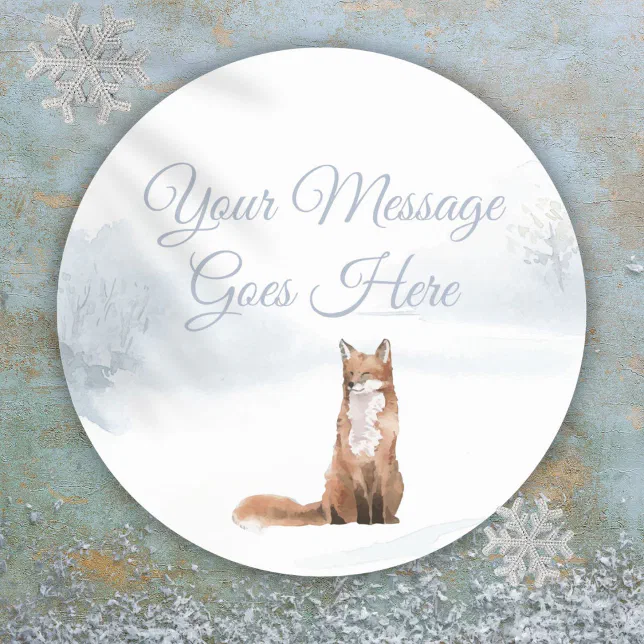 Winter Woodland Scene Fox Classic Round Sticker | Zazzle
