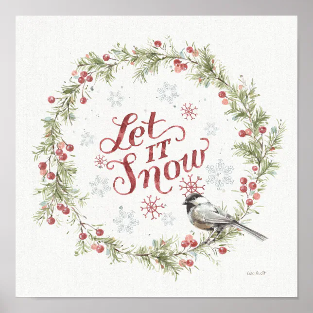 Winter Wreath - Let it Snow Poster | Zazzle