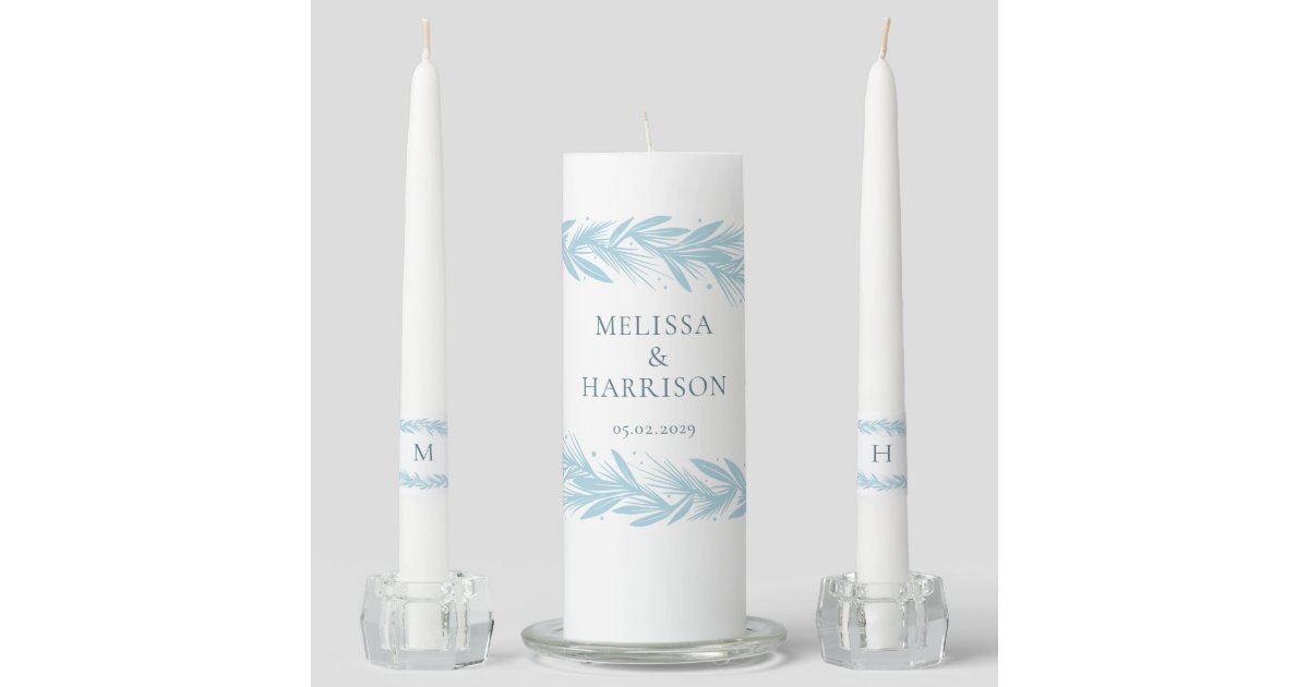 Winter Wreath Wedding Design Unity Candle Set | Zazzle