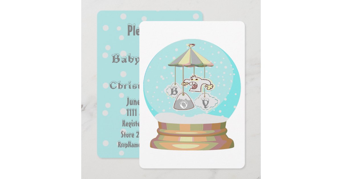 Winter yeti snow globe children's party Invitation | Zazzle