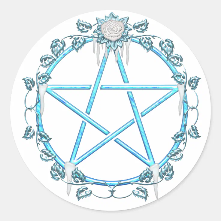Winter Yule Rose Pagan Pentagram Pentacle Sticker | Zazzle