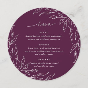Round Dinner Menu Cards Templates