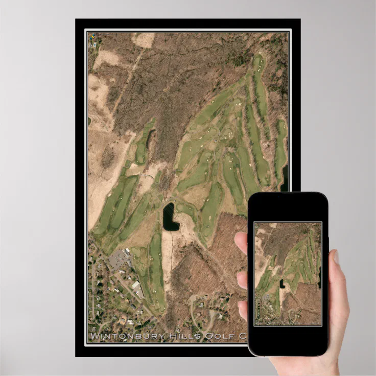 Wintonbury Hills Golf Course CT Satellite Map Poster | Zazzle