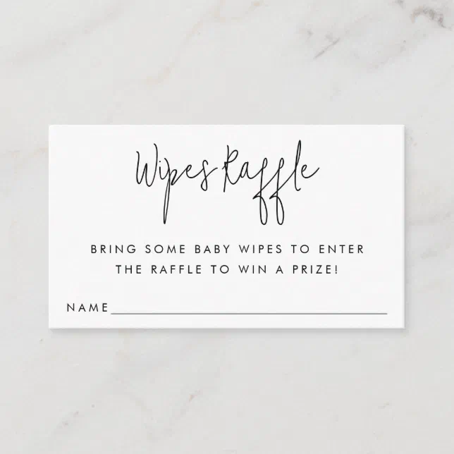 Wipes Raffle Ticket Baby Shower Insert Card | Zazzle