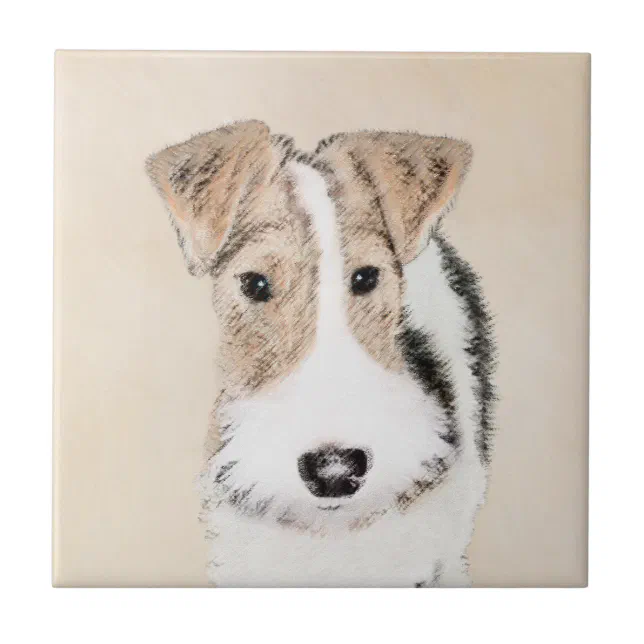 Wire Fox Terrier Painting - Cute Original Dog Art Ceramic Tile | Zazzle