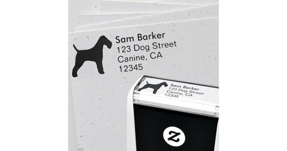 Wire Fox Terrier Silhouette Return Address Self-inking Stamp | Zazzle