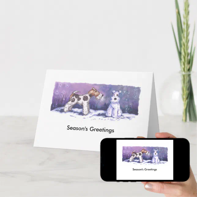 Wire Fox Winter Card with white envelope | Zazzle