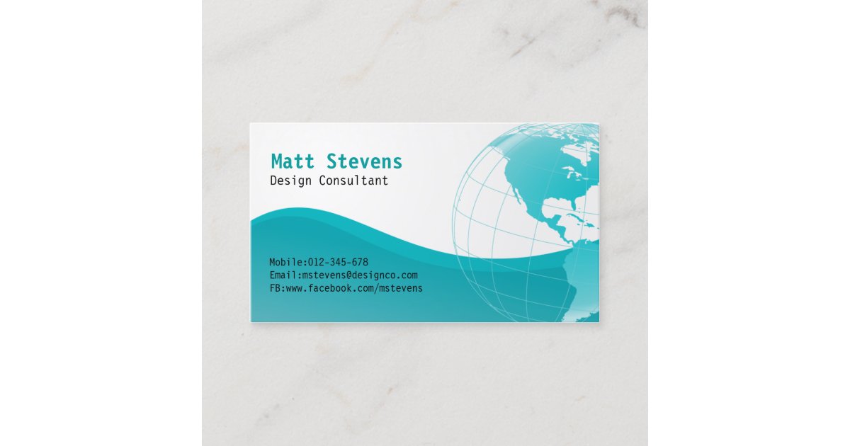 Wire Turquoise Globe Americas Business Card | Zazzle