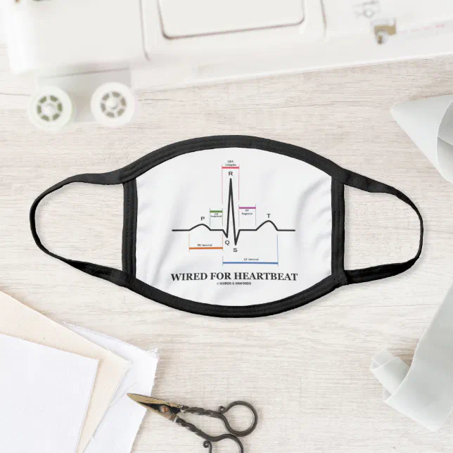 Wired For Heartbeat Electrocardiogram ECG EKG Face Mask | Zazzle