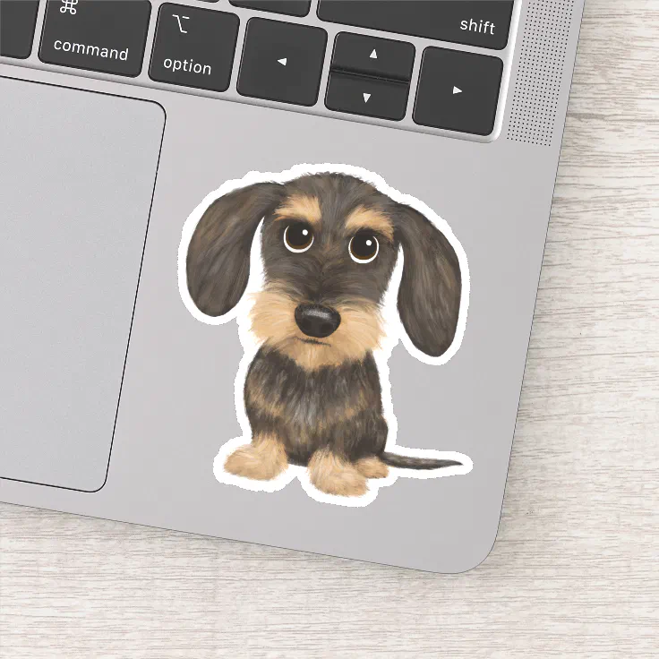 Wirehaired Dachshund | Cute Cartoon Dog Teckel Sticker | Zazzle