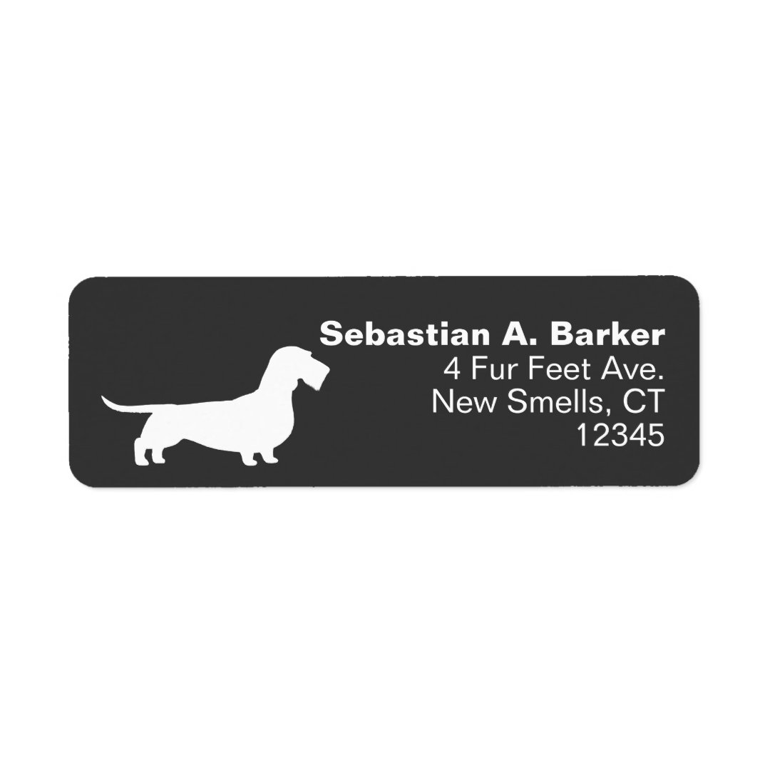 Wirehaired Dachshund Dog Silhouette Return Address Label | Zazzle