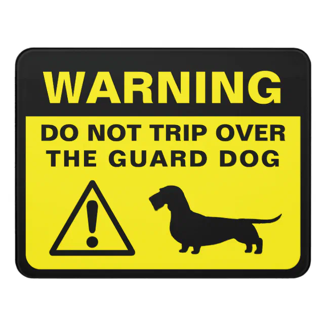 Wirehaired Dachshund Silhouette Guard Dog Warning Door Sign | Zazzle
