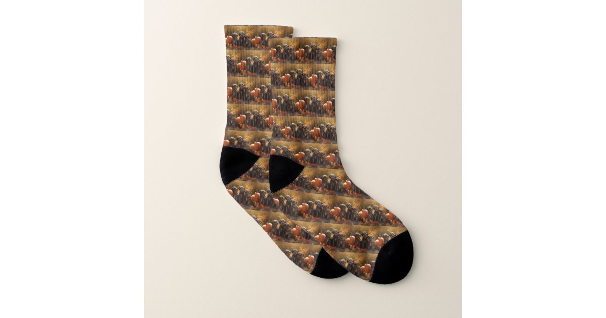 Wirehaired Pointing Griffon Puppy Autumn Socks | Zazzle