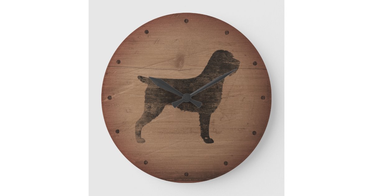 Wirehaired Pointing Griffon Silhouette Rustic Large Clock | Zazzle