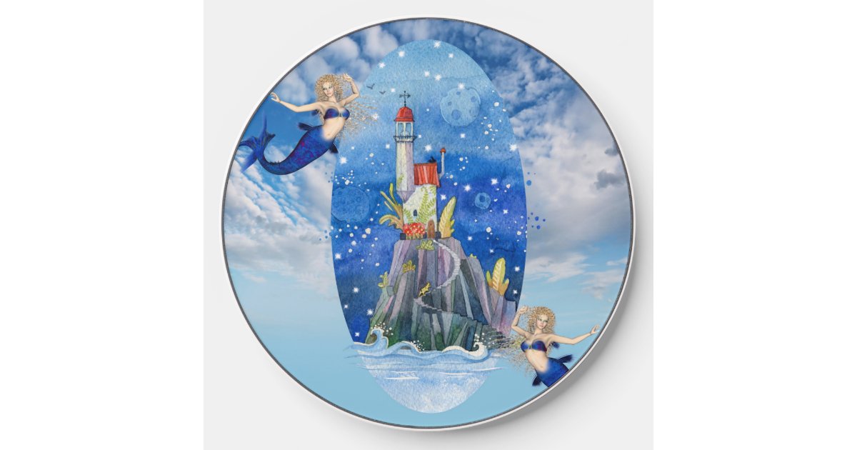 Wireless Charger Mermaids & Lighthouse | Zazzle
