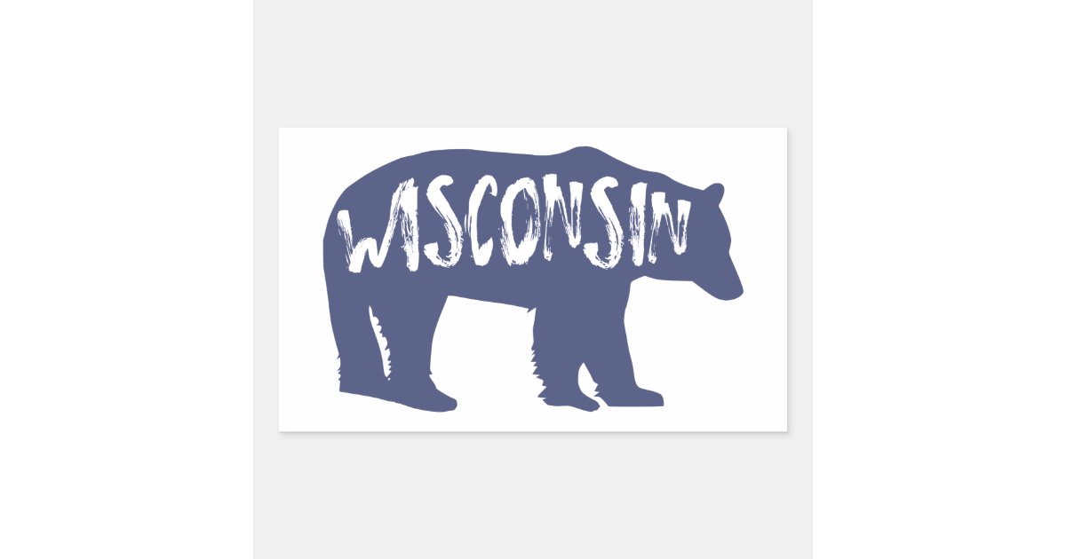 Wisconsin Bear Rectangular Sticker | Zazzle