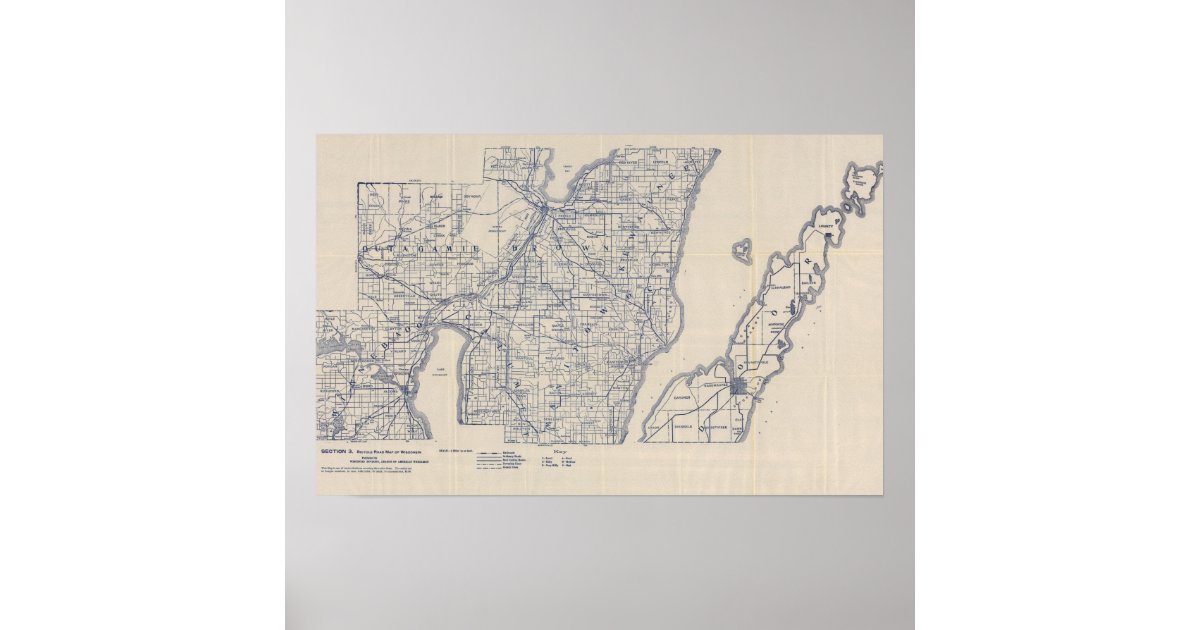 Wisconsin Bicycle Road Map 2 Poster | Zazzle