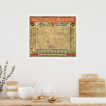 Wisconsin Central Railroad Map 1882 Poster | Zazzle