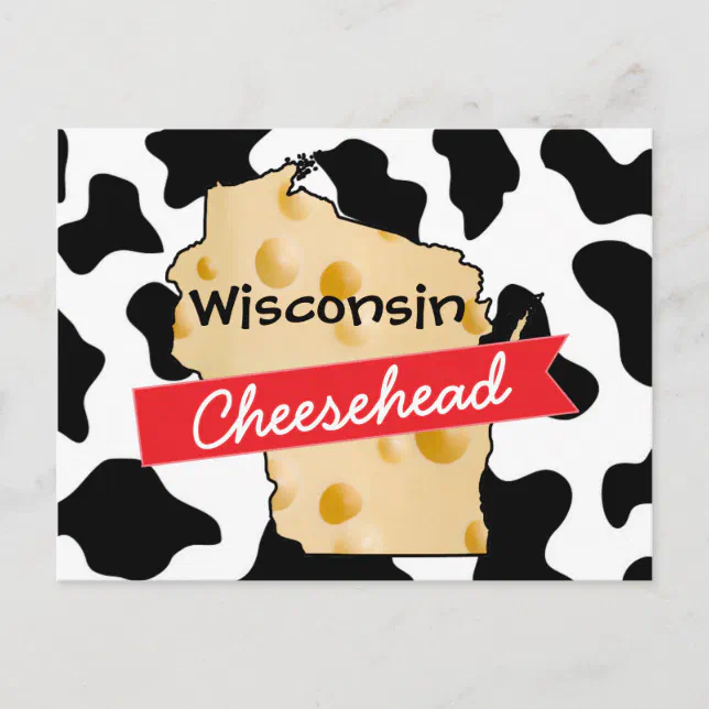 Wisconsin Cheesehead Cow Pattern Postcard | Zazzle