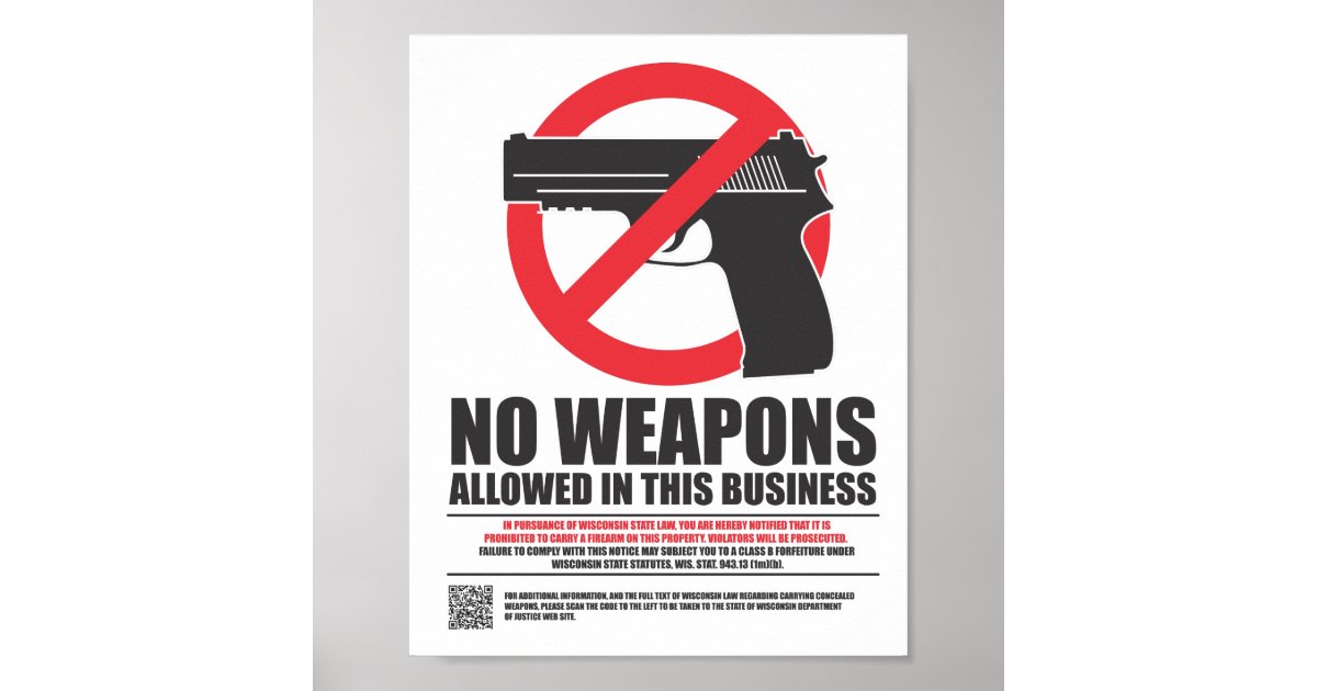 Wisconsin Concealed Carry Sign - Business | Zazzle