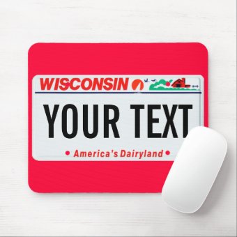 Wisconsin dairyland license plate mouse pad | Zazzle
