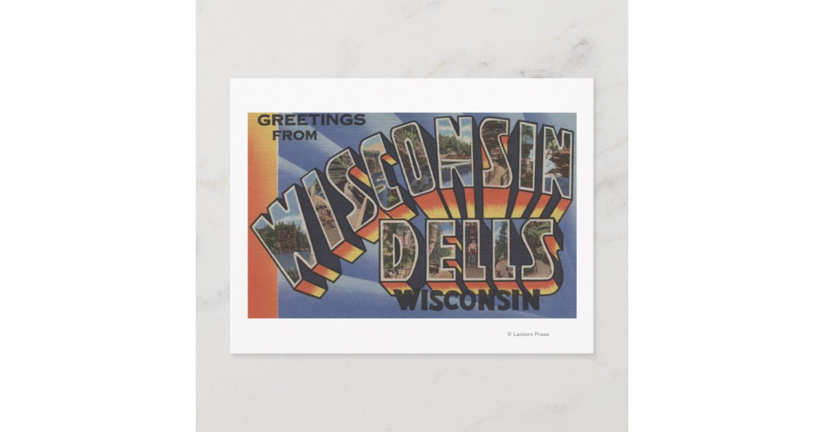 Wisconsin Dells, Wisconsin - Large Letter Scenes Postcard | Zazzle