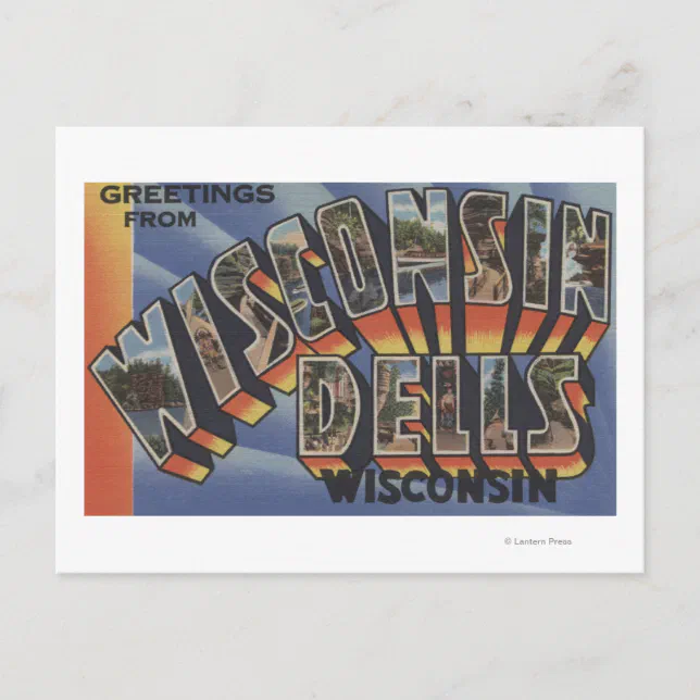 Wisconsin Dells, Wisconsin - Large Letter Scenes Postcard | Zazzle