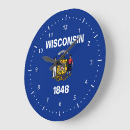 Wisconsin flag, American state flag Large Clock | Zazzle