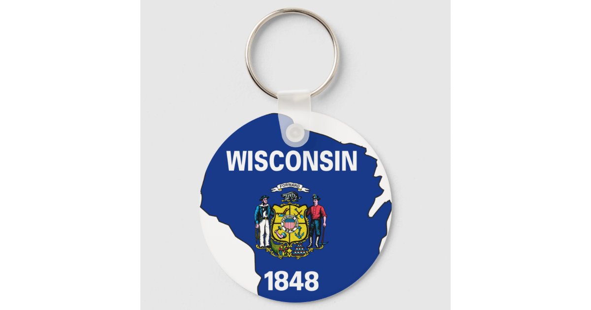 Wisconsin Flag Map Keychain | Zazzle