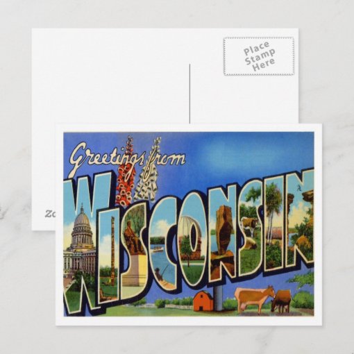 Wisconsin Greetings From US States Postcard | Zazzle