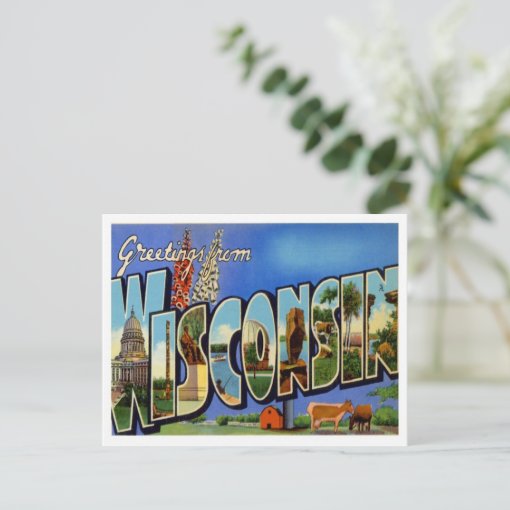 Wisconsin Greetings From US States Postcard | Zazzle