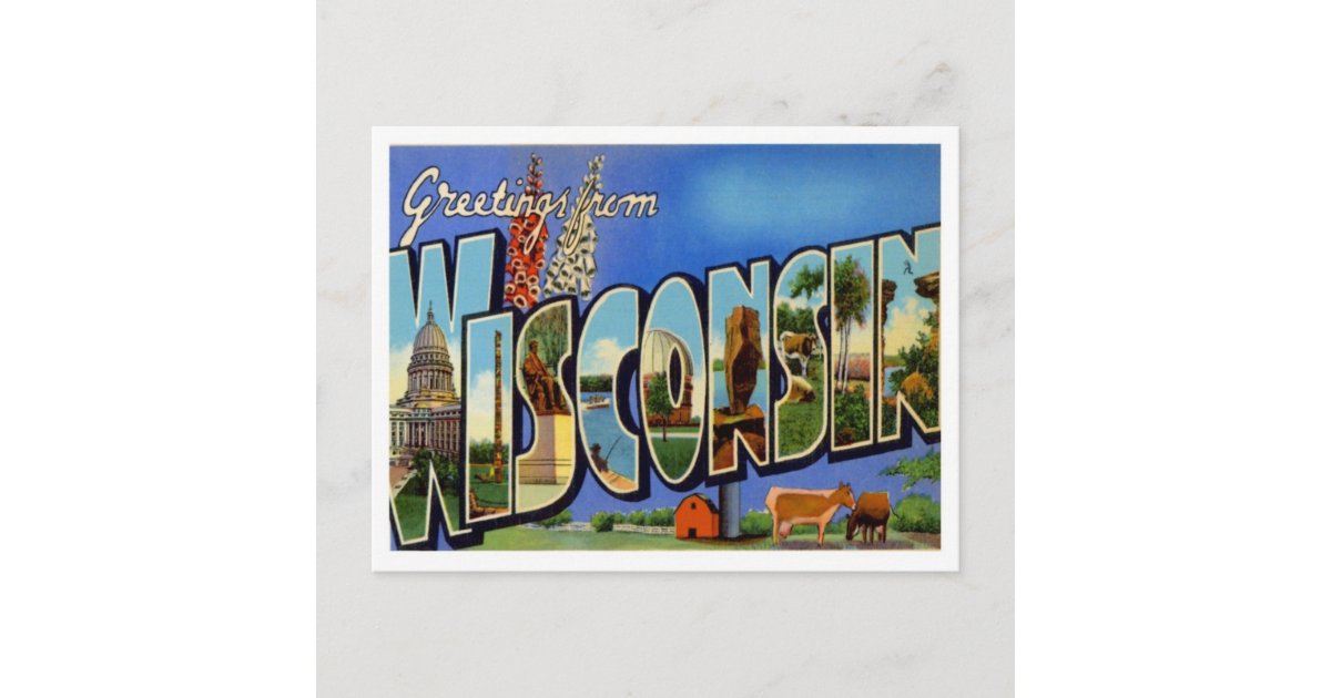 Wisconsin Greetings From US States Postcard | Zazzle
