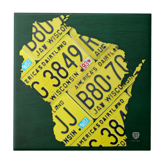 Wisconsin License Plate Map Ceramic Tile | Zazzle