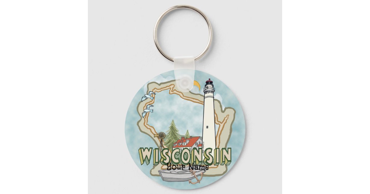 Wisconsin Lighthouse Keychain | Zazzle