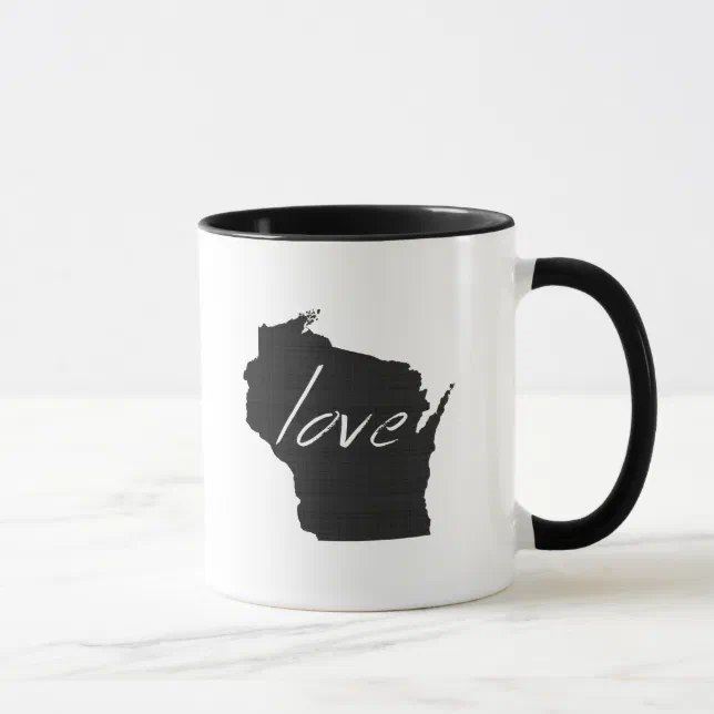 Wisconsin Love State Map Shaped Black Chalkboard Mug | Zazzle