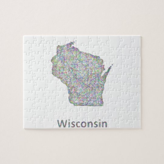 Wisconsin map jigsaw puzzle | Zazzle.com