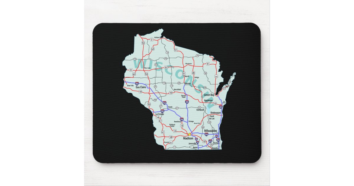 Wisconsin Map Mousepad | Zazzle