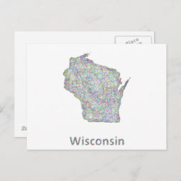 Wisconsin map postcard | Zazzle