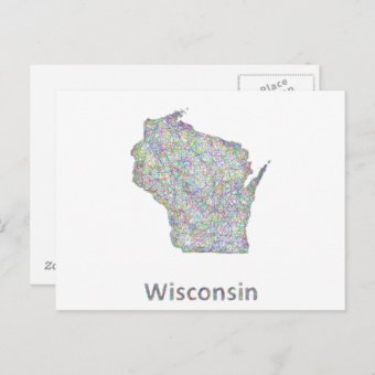 Wisconsin map postcard | Zazzle