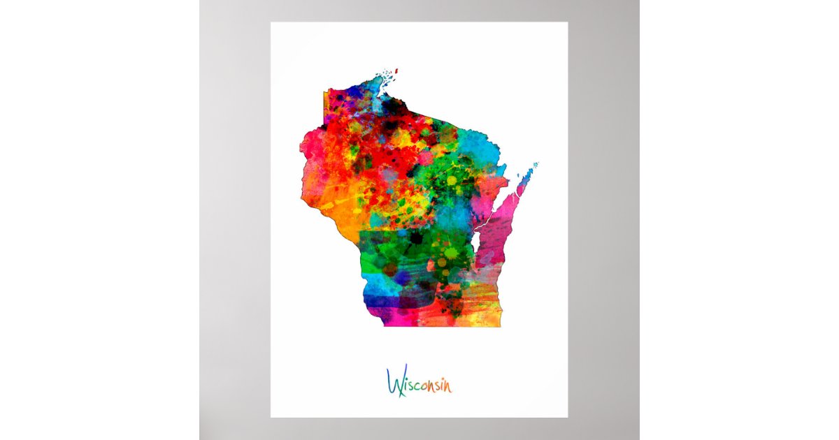Wisconsin Map Poster | Zazzle