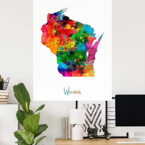 Wisconsin Map Poster | Zazzle