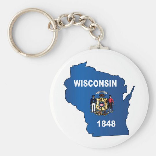 Wisconsin Outline Map And Flag Keychain | Zazzle.com